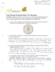 AP Stats Unit Exam Free Response Hat twain Rajefg gaming Wiuerﬁab Statistics Unit