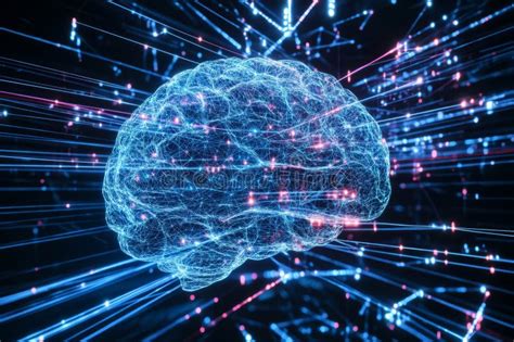 A Stunning Visualization Of A Futuristic Cybernetic Brain Composed Of Glowing Neural