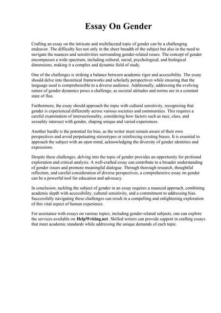 Essay Gender Equalitypdf Education
