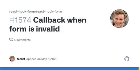 Callback When Form Is Invalid Issue React Hook Form React Hook Form Github