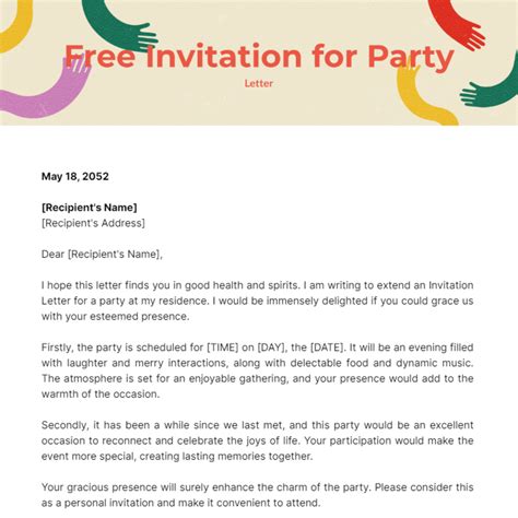 Invitation Letter For Birthday Party