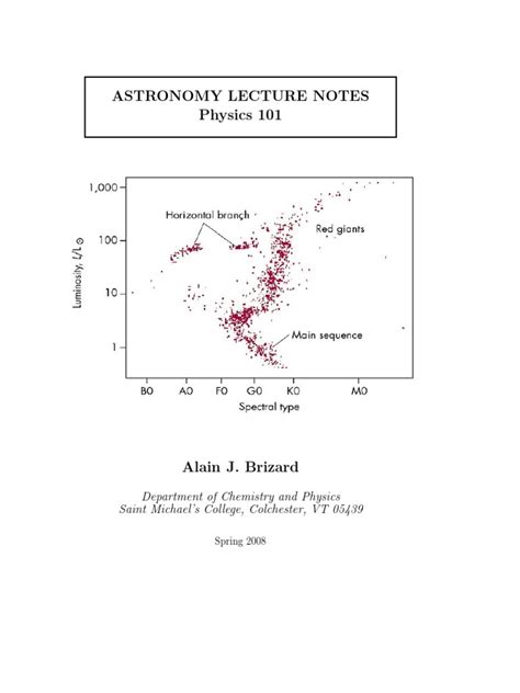 Astronomy Lecture Notes Physics 101 Department Of Chemistry And Physics Saint Michaels College