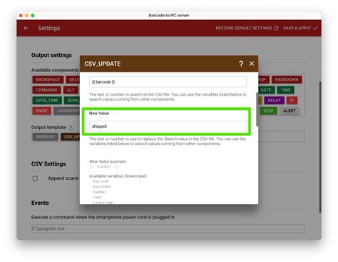 How To Use The Csvupdate Component Barcode To Pc