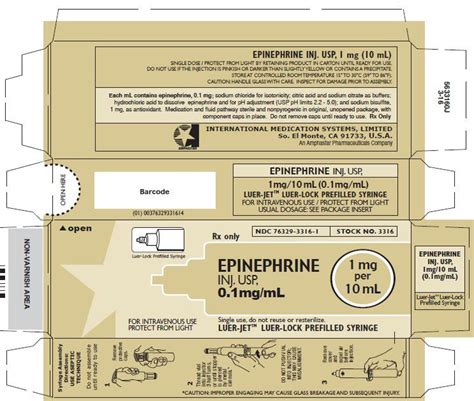 Epinephrine 110000 Pre Filled Luer Jet Syringe 10pk Medical