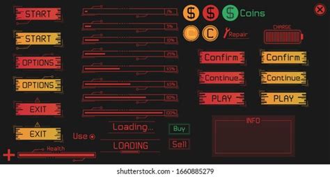 Big Set Ui Hud Elements Digital Stock Vector Royalty Free Shutterstock