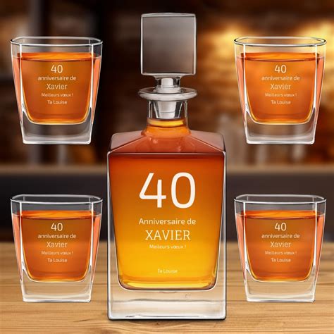Carafe Cube Et 4 Verres à Whisky Avec Gravure Pour Homme Maverton