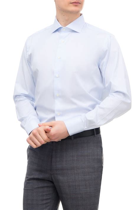 Canali мужская рубашка из натурального хлопка голубой цвет размер 42 цена 639 99 Byn