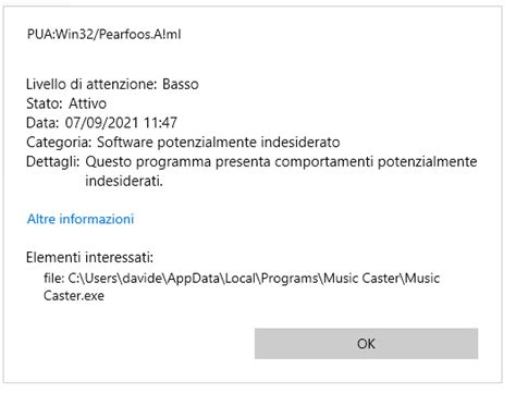 Windows Defender Detects PUA WIn32 Pearfoos A Ml Issue 29