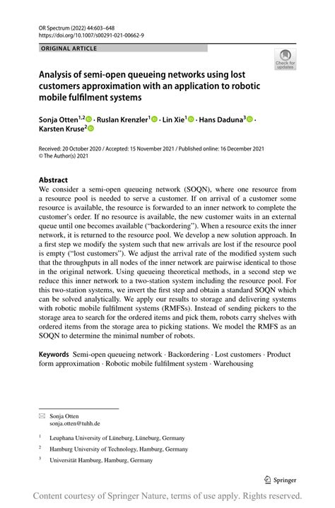 Pdf Analysis Of Semi Open Queueing Networks Using Lost Customers Approximation With An