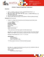 CS L EXER Pdf CS L Computer Programming Laboratory Directions Use C Compiler