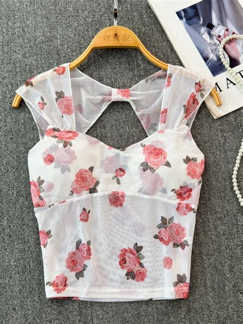 Elegant Floral Sheer Crop Top Collection On Luulla