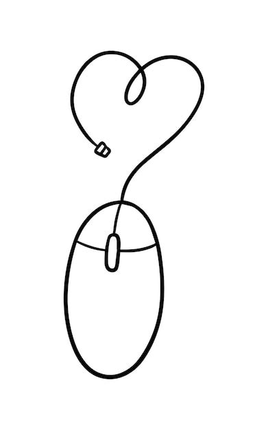 Premium Vector Wired Computer Mouse With Usb Connector Technique Doodle Linear Cartoon Coloring