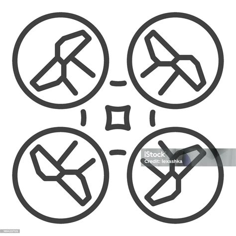 Quadrotor Vector Drone Concept Thin Line Icon Or Sign Stock