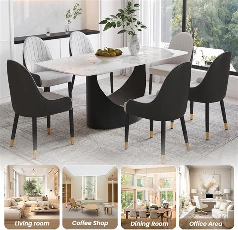 Modern Rectangle Marble Dining Table 71 White Marble Sintered Stone Top Dining Table Rectangle