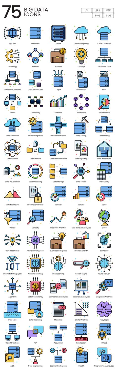 Big Data Icon Set Flat Icons