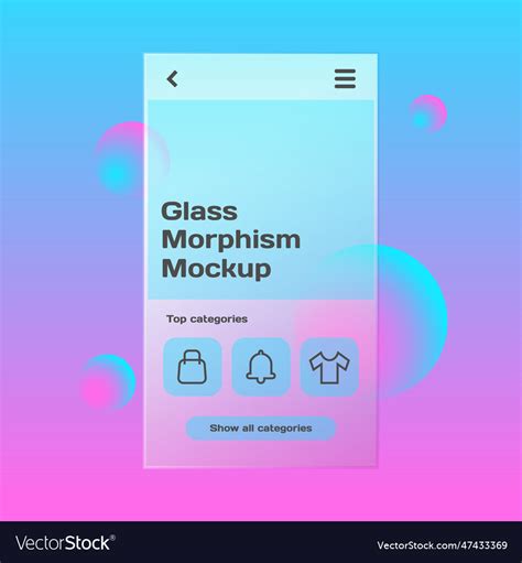 Gradient Glass Morphism Mobile Commerce App Vector Image
