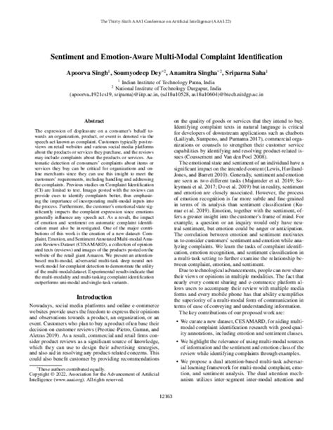 Pdf Sentiment And Emotion Aware Multi Modal Complaint Identification