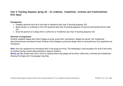 Year 2 Teaching Sequence Xxx