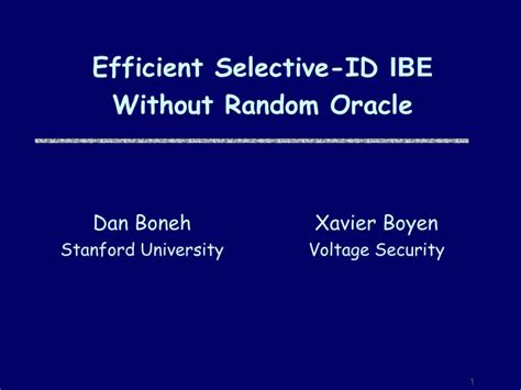 Ppt Efficient Selective Id Ibe Without Random Oracle Powerpoint