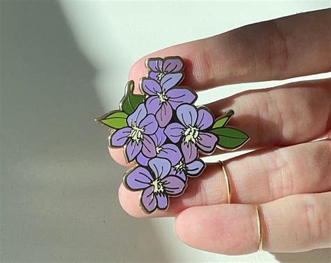 Violet Pin Common Violet Enamel Pin State Flower Artwork Original Flower Art Botanical Pin