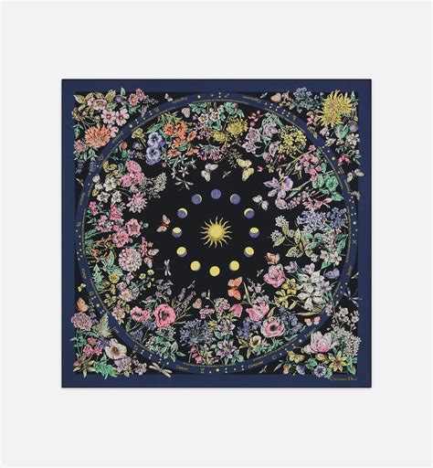 Carré 90 Dior Night Of Dreams Twill De Soie Blanche Et Bleue Dior
