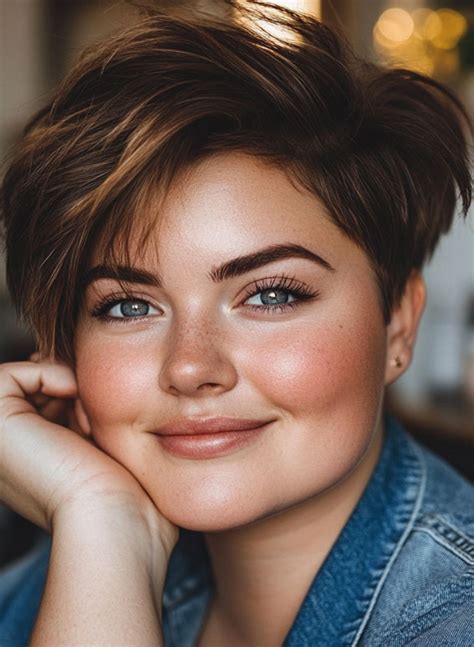 33 Flattering Short Haircuts For Chubby Women Warm Brown Voluminous