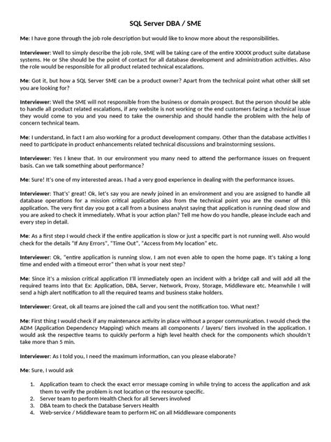 Sql Server Dba Sme Me Interviewer Pdf Microsoft Sql Server Databases