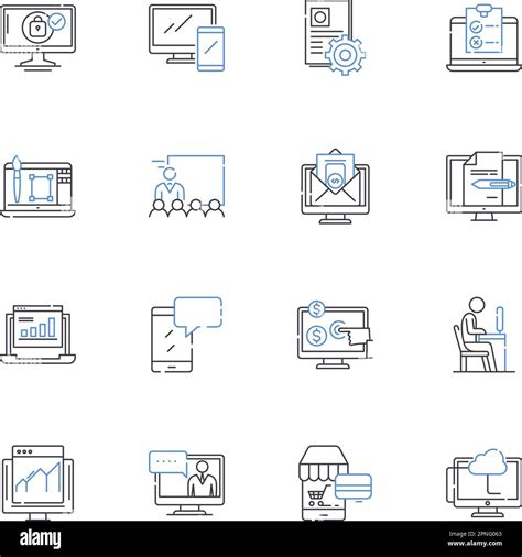 Electronic Commerce Line Icons Collection Online Marketplace E Commerce Shopping