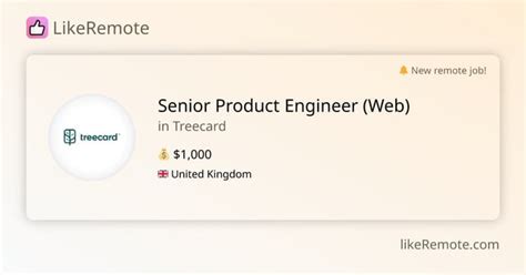 📩 Senior Product Engineer Web At 🏢 Treecard Salary 💰1000 📍remote