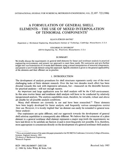 A Formulation Of General Shell Elements The Use Of Mixed