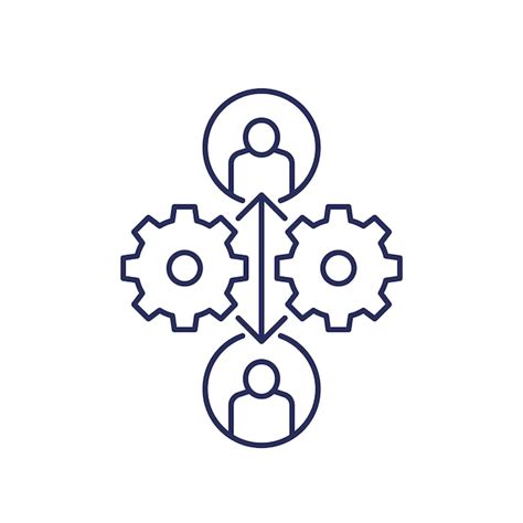 Premium Vector People Interaction Line Icon With Gears