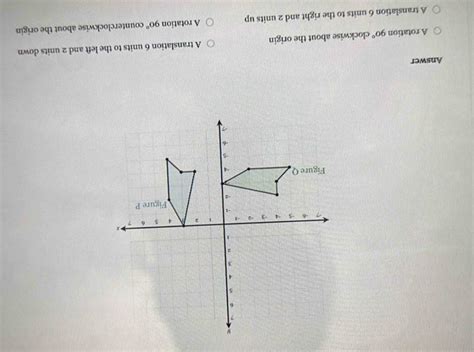 solved answer a rotation 90° clockwise about the origin a translation 6 units to the left and 2