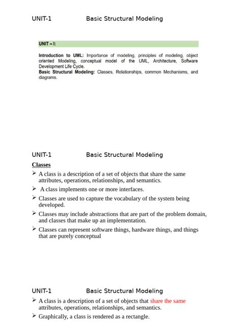 Sunit 1 Basic Structural Modeling Pdf Class Computer Programming