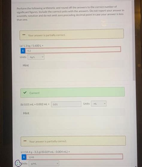 Solved Perform The Following Arithmetic And Round Off The