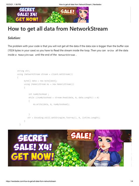 How To Get All Data From Networkstream Newbedev Pdf