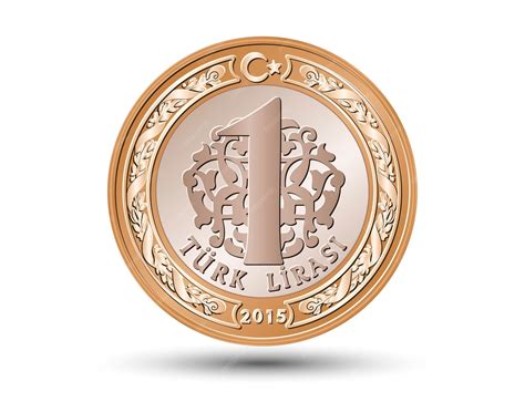 One Turkish Lira Isolated On White Background Vector Illustration