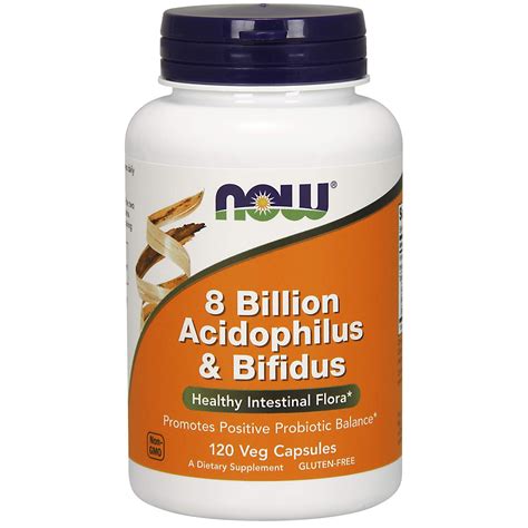 Now Foods 8 Billion Acidophilus And Bifidus 120 Vegan Capsules For Digestive Health