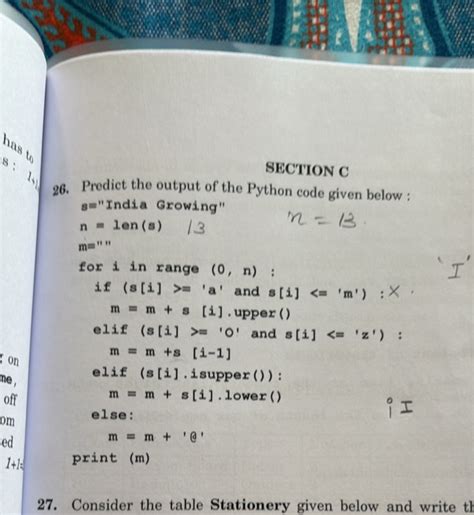 Section C26 Predict The Output Of The Python Code Given Below