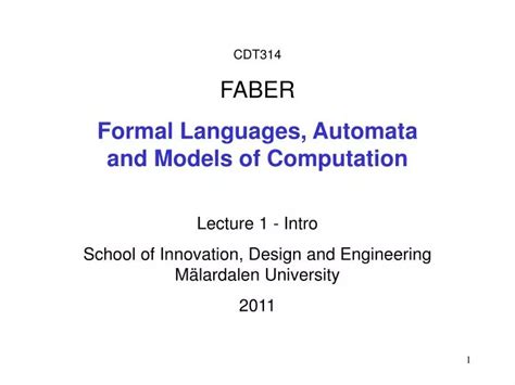 Ppt Cdt314 Faber Formal Languages Automata And Models Of Computation