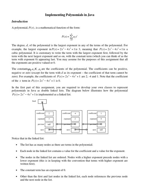 Assignment 1 Implementing Polynomials In Java Download Free Pdf Polynomial Exponentiation
