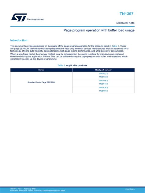 Tn1397 Page Program Operation With Buffer Load Usage Stmicroelectronics