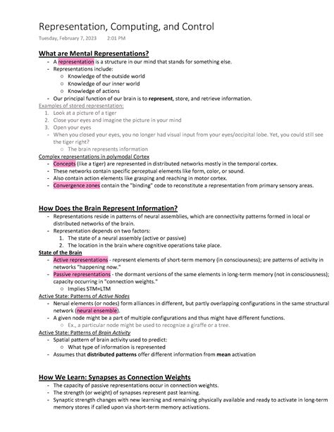 Representation Computing And Control What Are Mental Representations