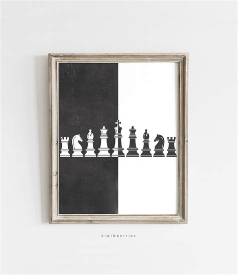 Chess Pieces Printable Art Duality Chess Print Black And Etsy