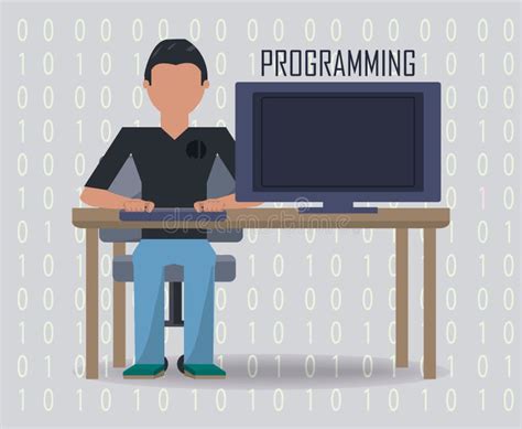 Web Developer Working On Computer Programming Coding Stock Vector