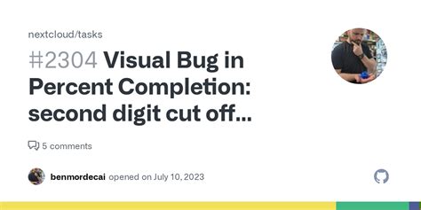 Visual Bug In Percent Completion Second Digit Cut Off Visually · Issue 2304 · Nextcloudtasks