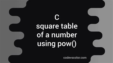 C Program To Print A Square Table Of A Number Using Pow Codevscolor