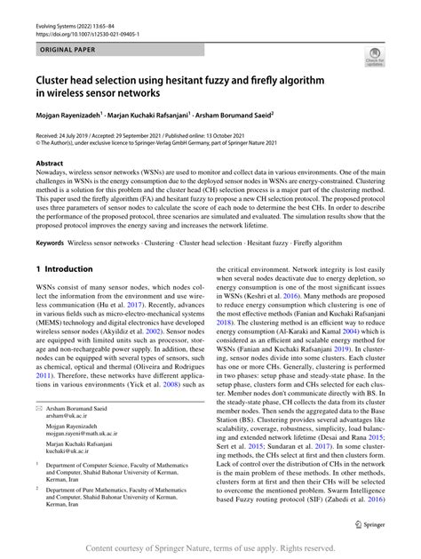Cluster Head Selection Using Hesitant Fuzzy And Firefly Algorithm In