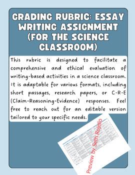 Grading Rubric Essay Writing Assignment By Science Corner With Seth Rojello