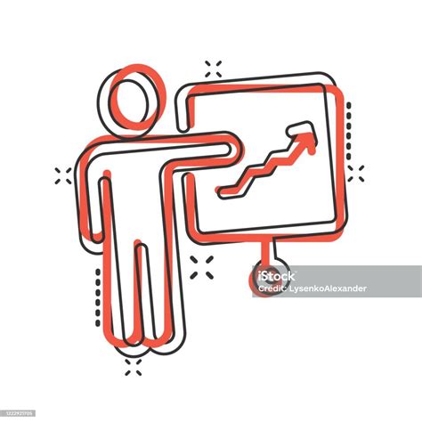 만화 스타일의 성장 화살표 아이콘을 가진 사람들 흰색 고립 된 배경에 작업 전략 만화 벡터 그림입니다 사무실 교육 스플래시 효과 비즈니스 개념입니다 0명에 대한 스톡 벡터