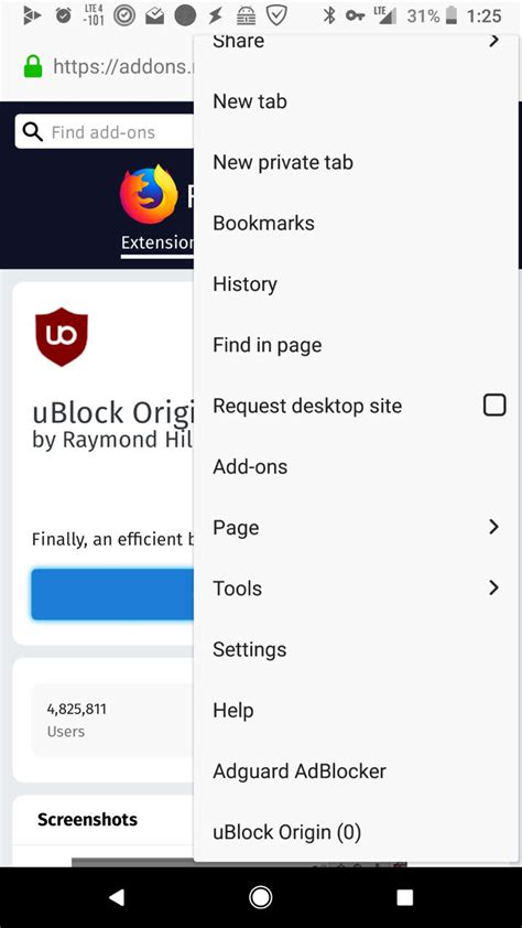 were add on entries removed from the 3 dot menu in firefox for android